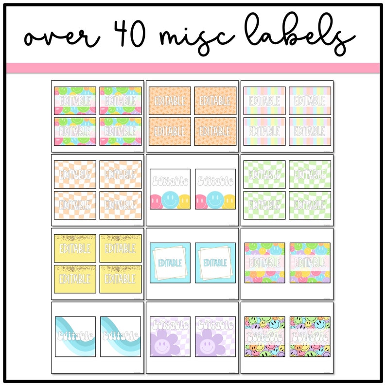 Retro Pastel Name Tags Classroom Labels Editable - Etsy