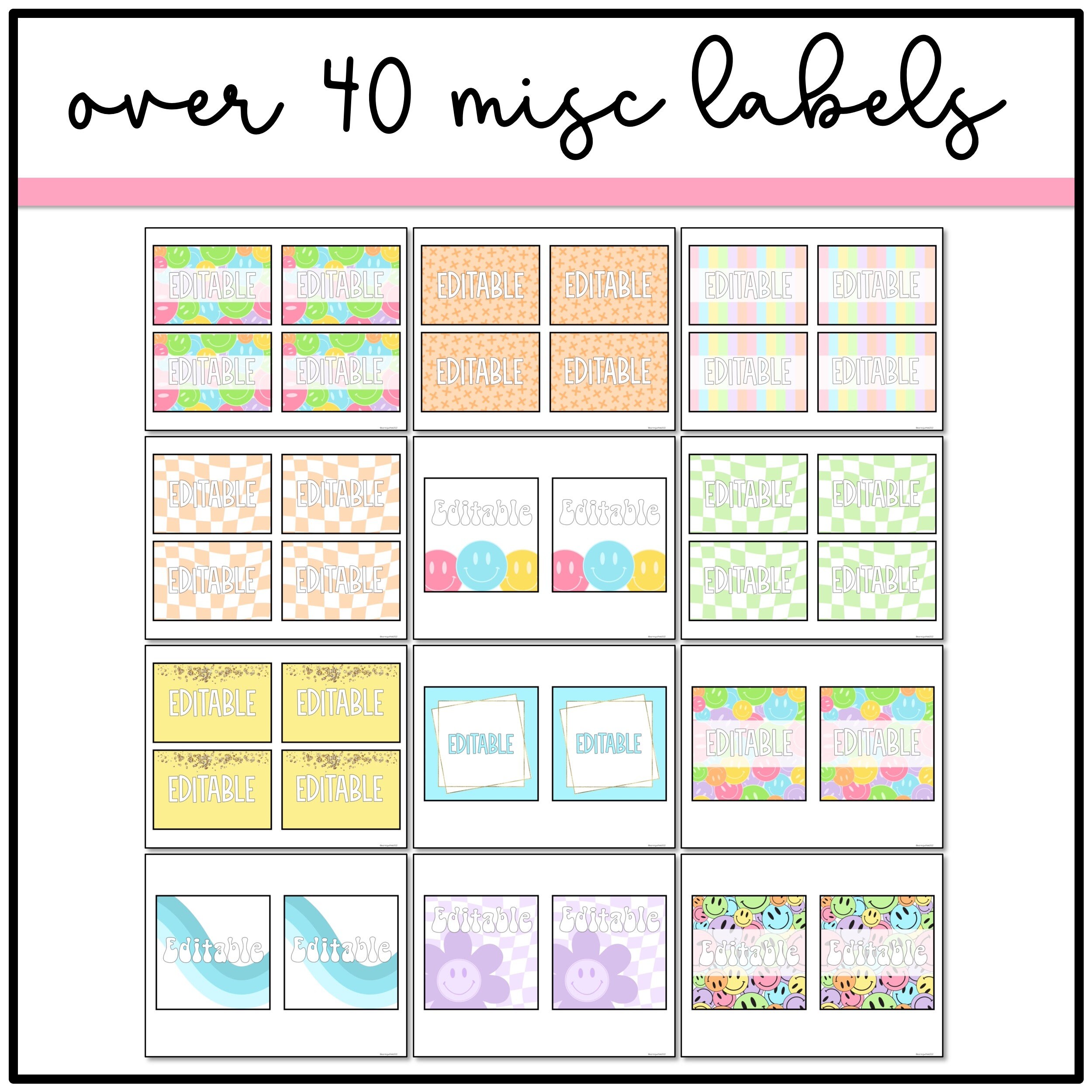 Retro Pastel Name Tags | Classroom Labels | Editable - Etsy