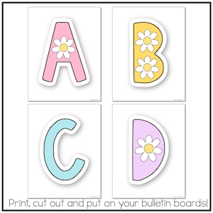 Pastel Bulletin Board Letters | Daisy Letters | Rainbow - Etsy