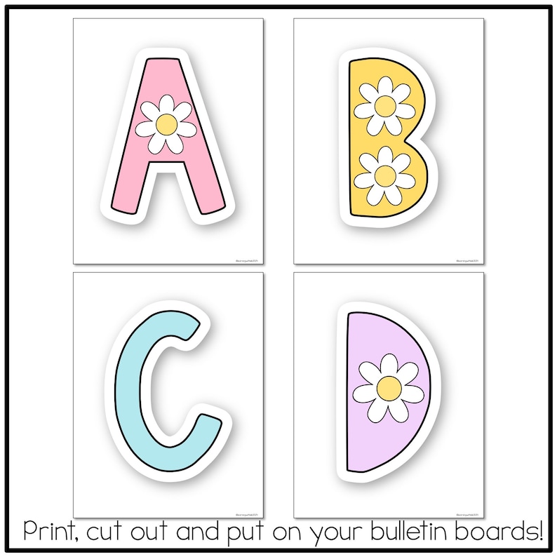 Pastel Bulletin Board Letters | Daisy Letters | Rainbow - Etsy