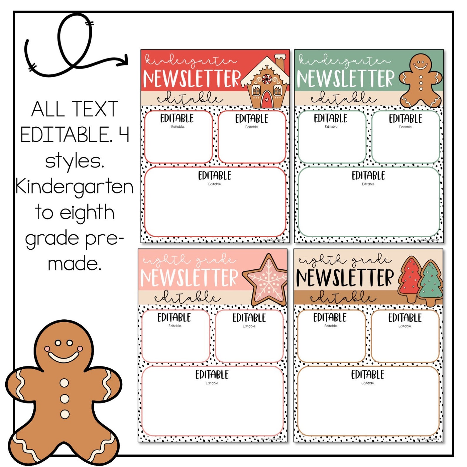 Christmas Classroom Newsletter Template, Gingerbread - Etsy