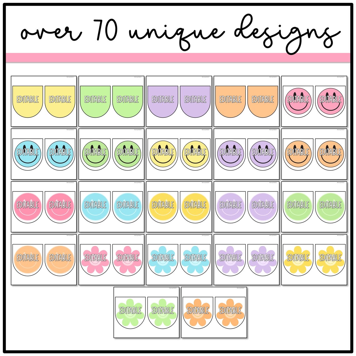 Retro Pastel Banner Bunting Bulletin Board Smile - Etsy