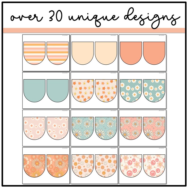 Boho Retro Banner Bunting Bulletin Board Daisy Classroom - Etsy