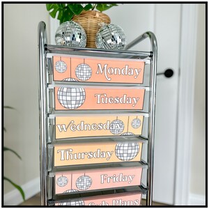 Retro 10 Drawer Rolling Cart Label, Retro Cart Labels, Groovy Classroom ...