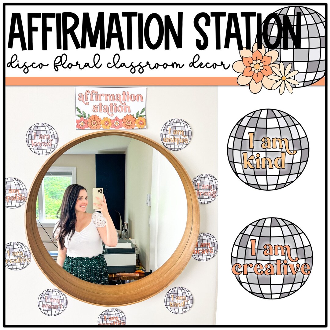 Disco Floral Door Display, Positive Affirmations, Mirror, Retro ...