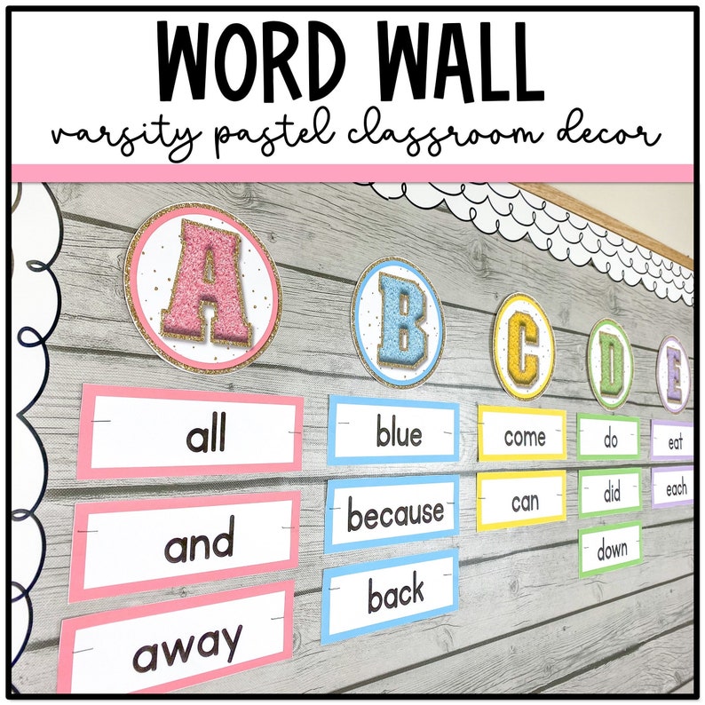Retro Pastel Classroom Posters Varsity Patch - Etsy