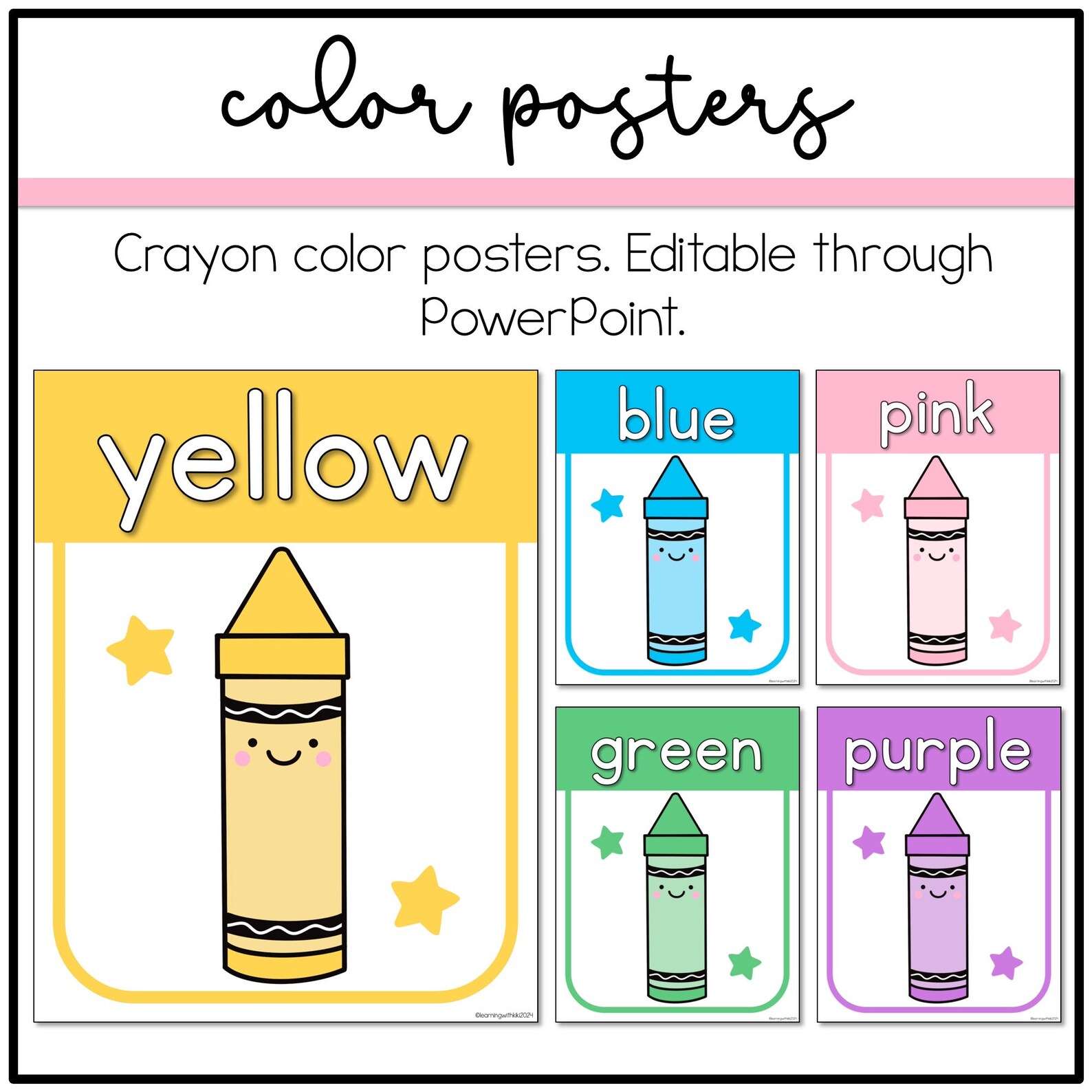 Pastel Color Posters | Crayon | Classroom Decor - Etsy
