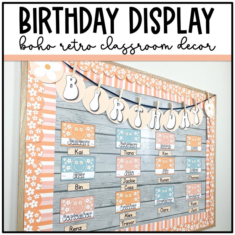Boho Retro Birthday Display Daisy Classroom Decor - Etsy