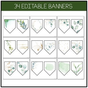 Eucalyptus and Gold Banner | Bunting | Bulletin Board | Botanical ...