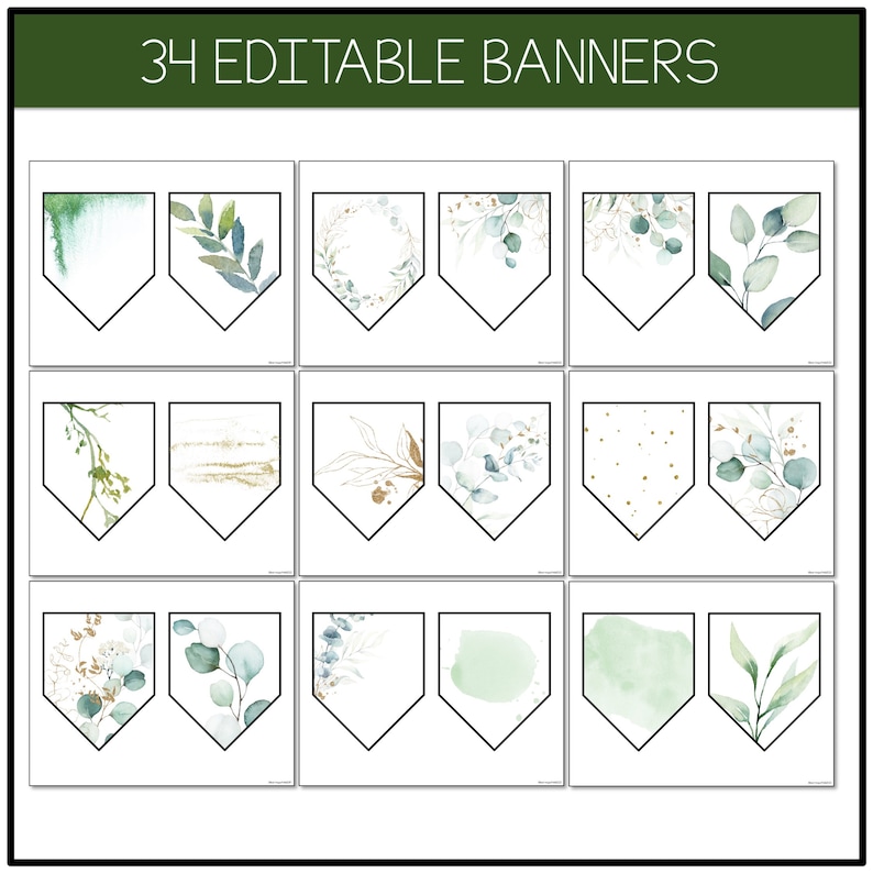 Eucalyptus and Gold Banner Bunting Bulletin Board - Etsy