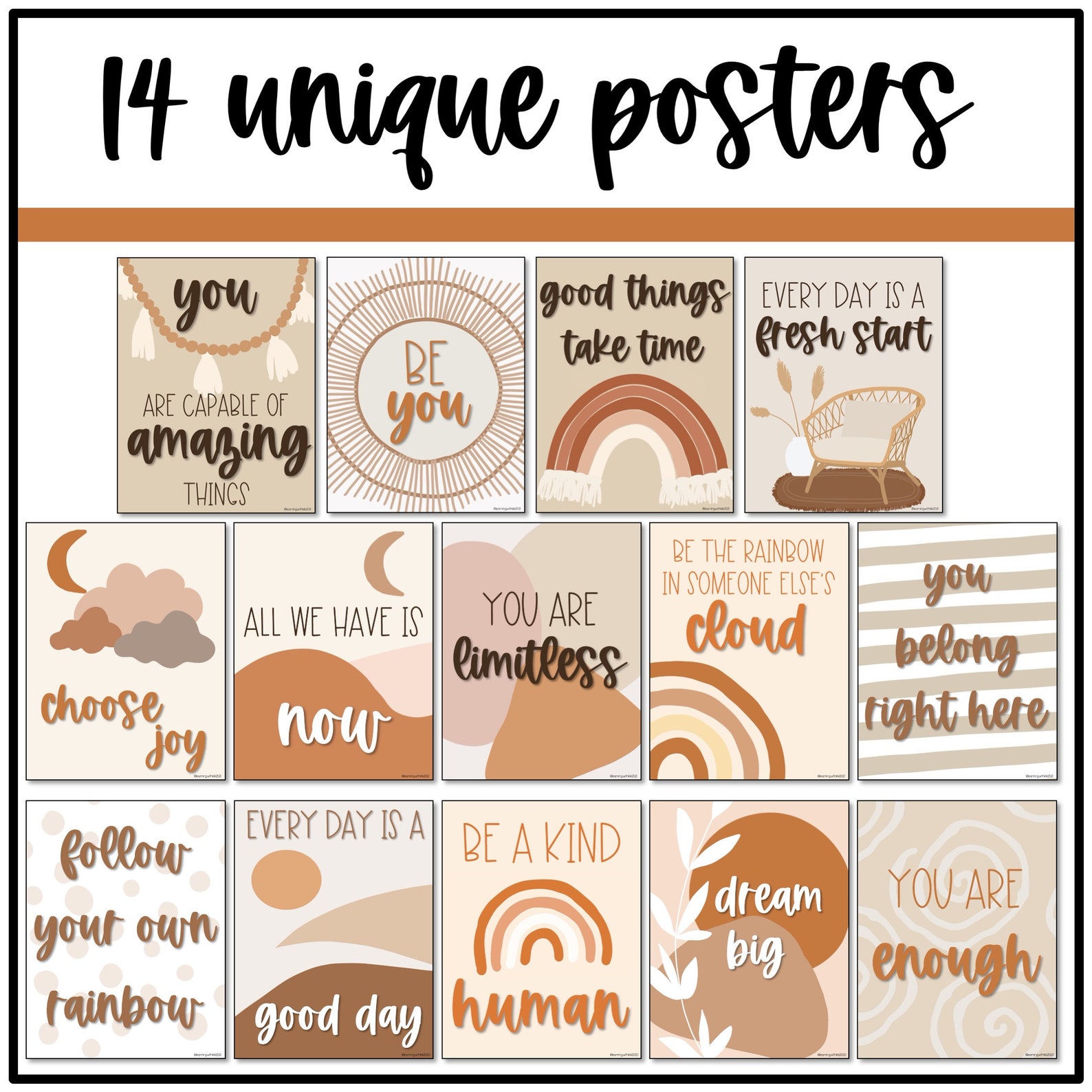 MODERN BOHO Posters Growth Mindset Desert Neutrals - Etsy