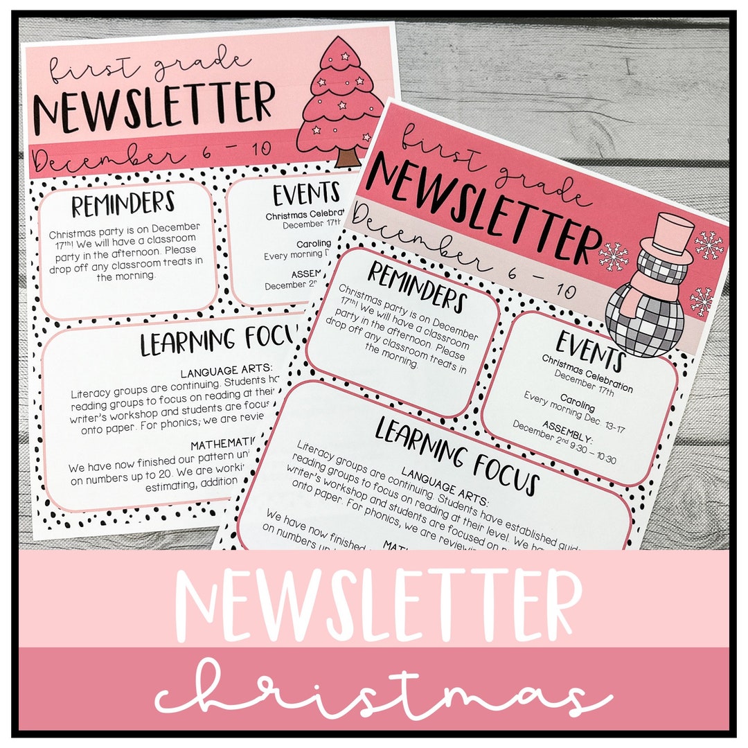 Christmas Classroom Newsletter Template, Pink Christmas - Etsy