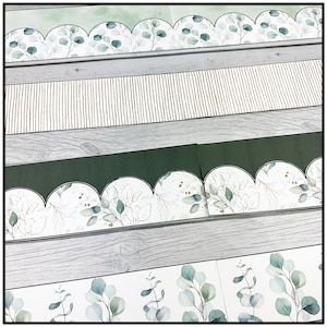 Eucalyptus and Gold Bulletin Board Borders | Botanical | Greenery ...