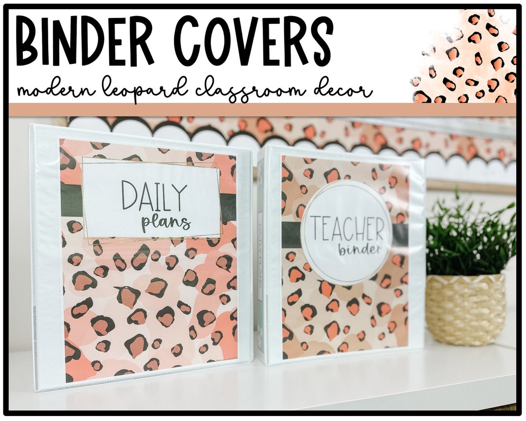 Modern Leopard Binder Covers Editable Cheetah Classroom - Etsy