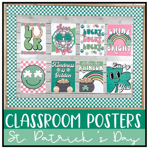 Retro St. Patrick's Day Classroom Posters March Bulletin - Etsy