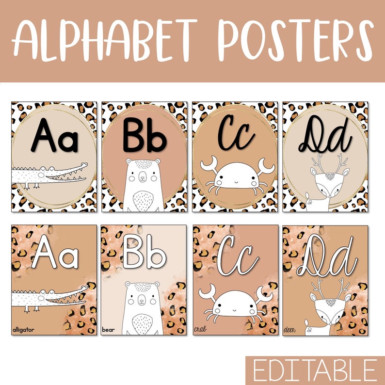 MODERN LEOPARD Alphabet Posters Cheetah Classroom Decor - Etsy