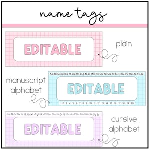 Pastel Dreams Name Tags and Labels | Editable - Etsy