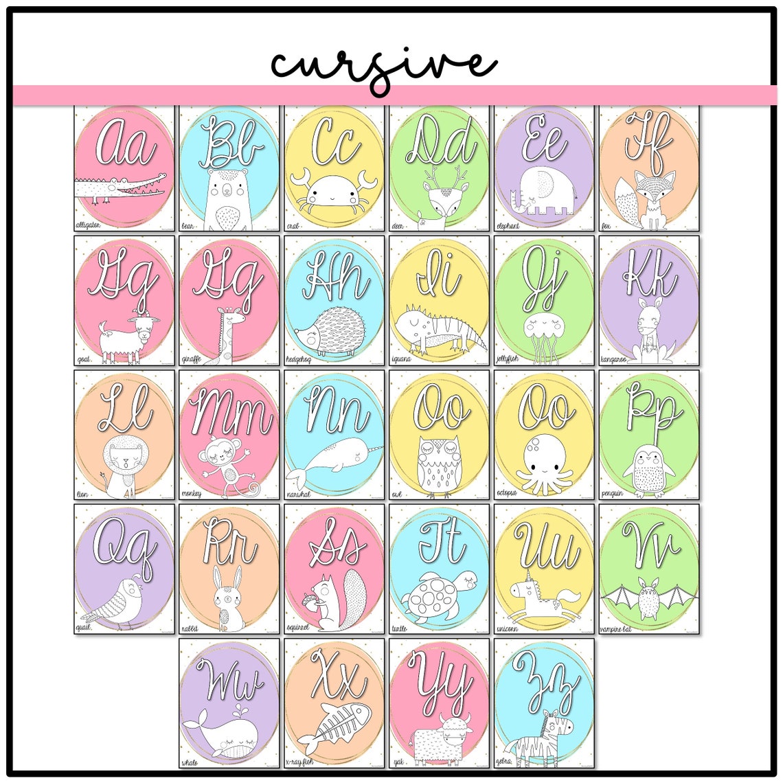 Retro Pastel Alphabet Posters Classroom Decor - Etsy