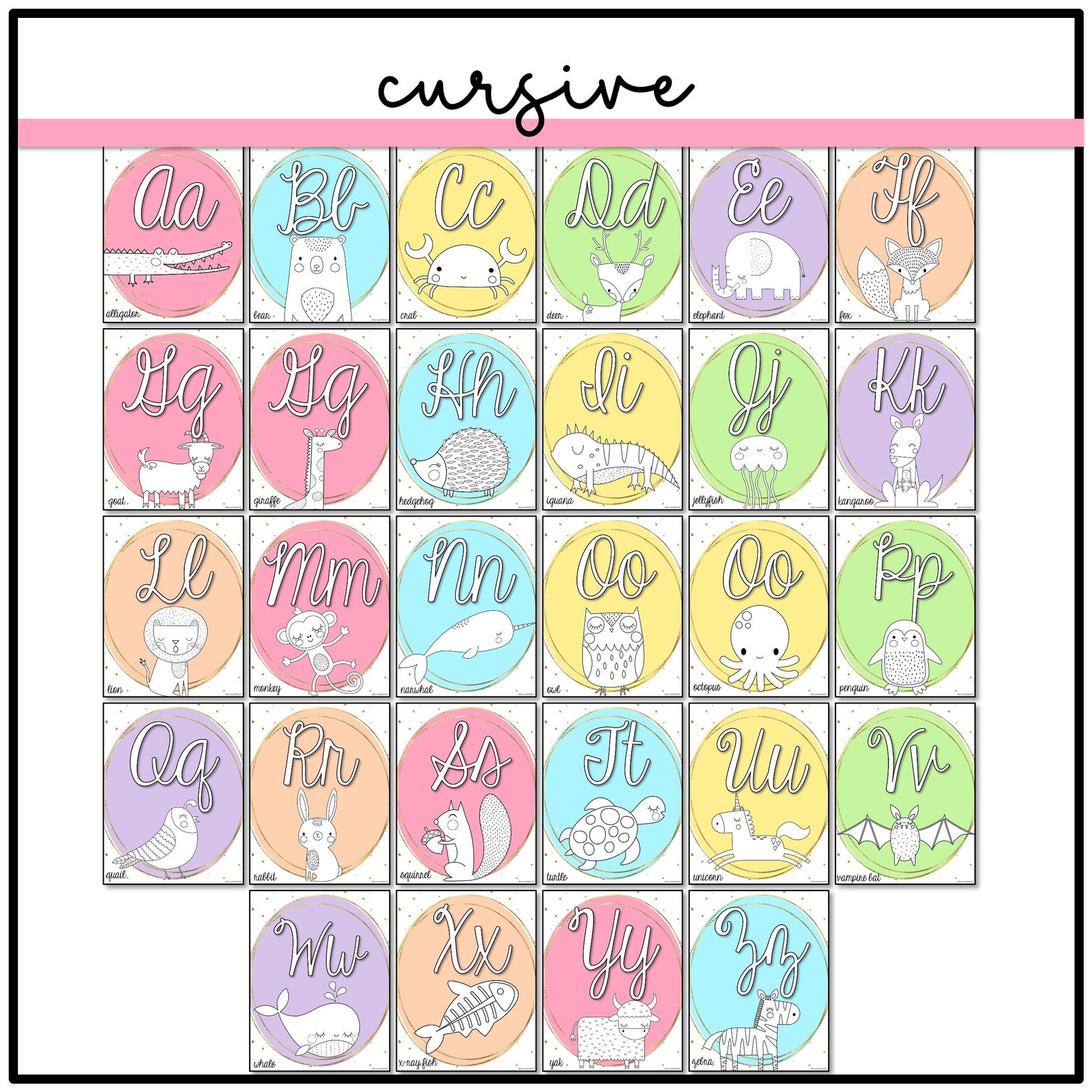 Retro Pastel Alphabet Posters Classroom Decor - Etsy