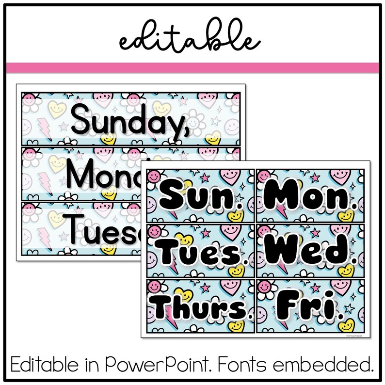 Flip Calendar | Happy Brights Classroom Decor | Editable - Etsy