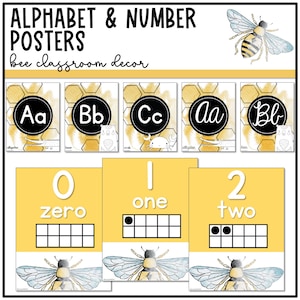 Bee Classroom Decor | Alphabet Posters | Number Posters | Word Wall - Etsy