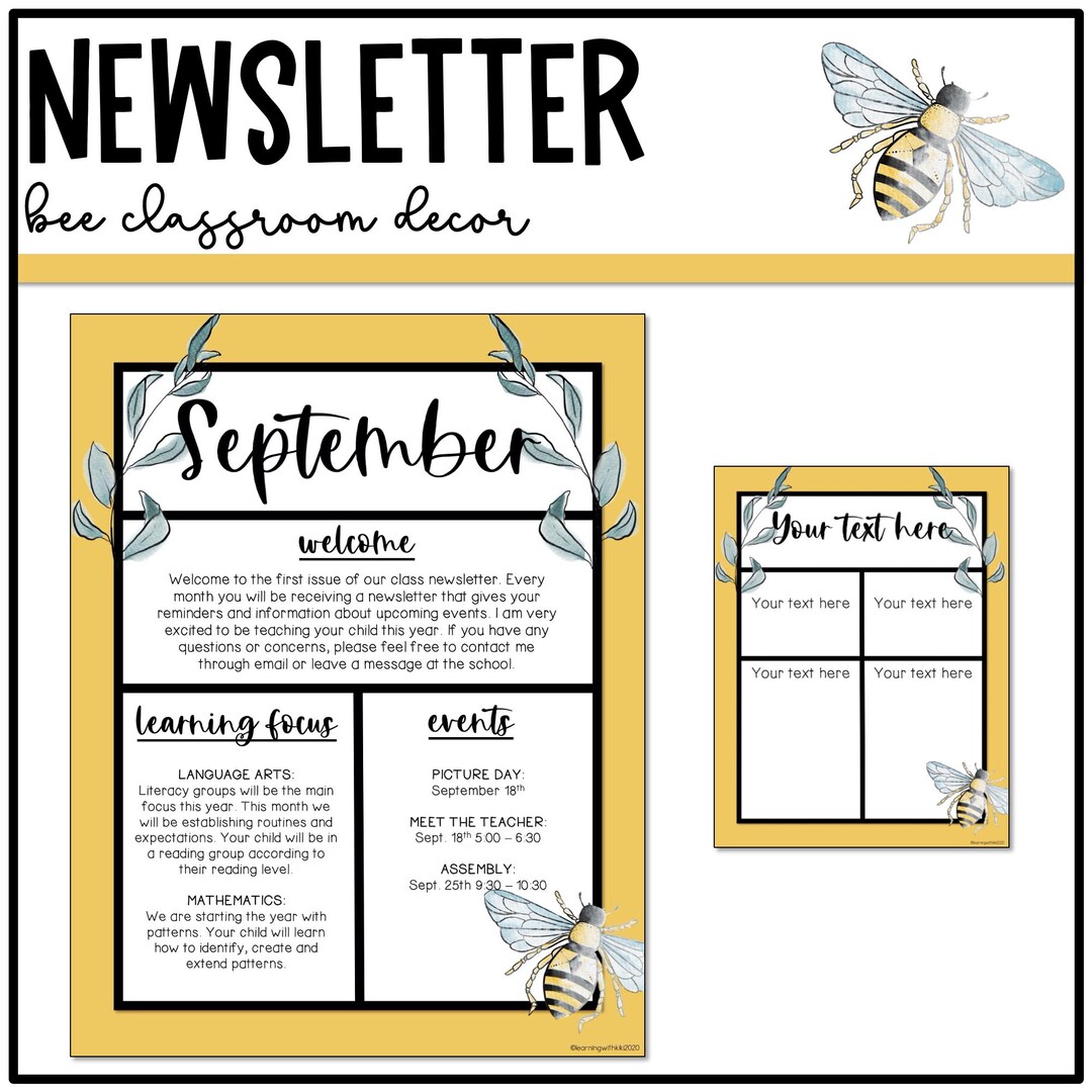 Bee Classroom Decor | Classroom Newsletter - Etsy