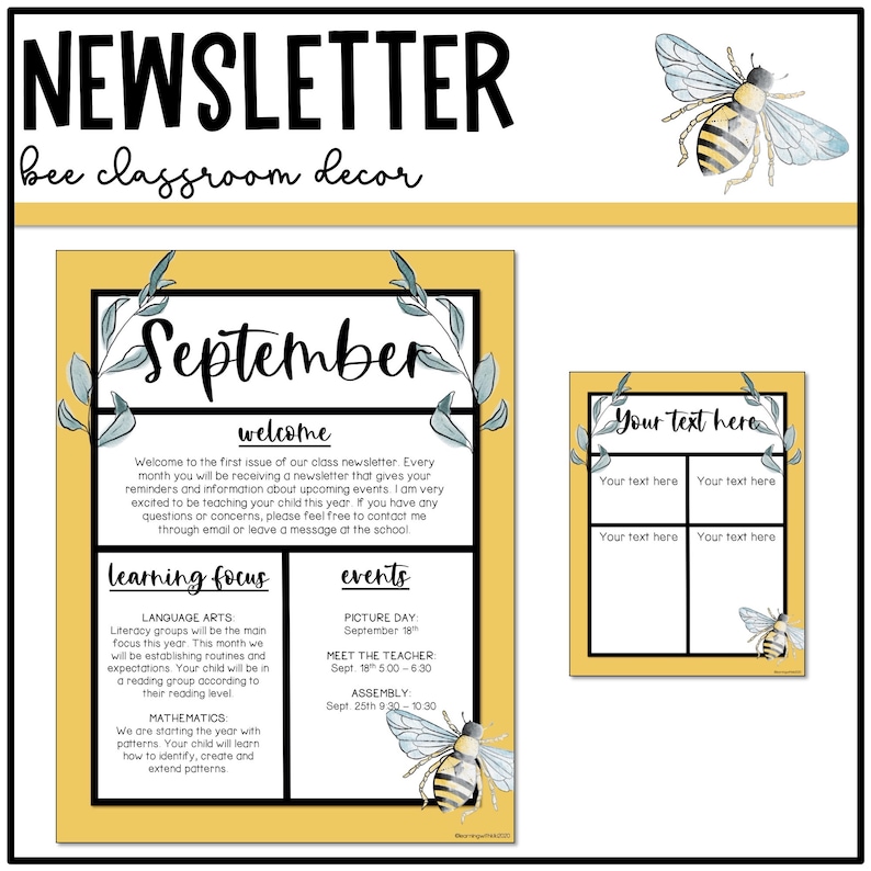 Bee Classroom Decor | Classroom Newsletter - Etsy