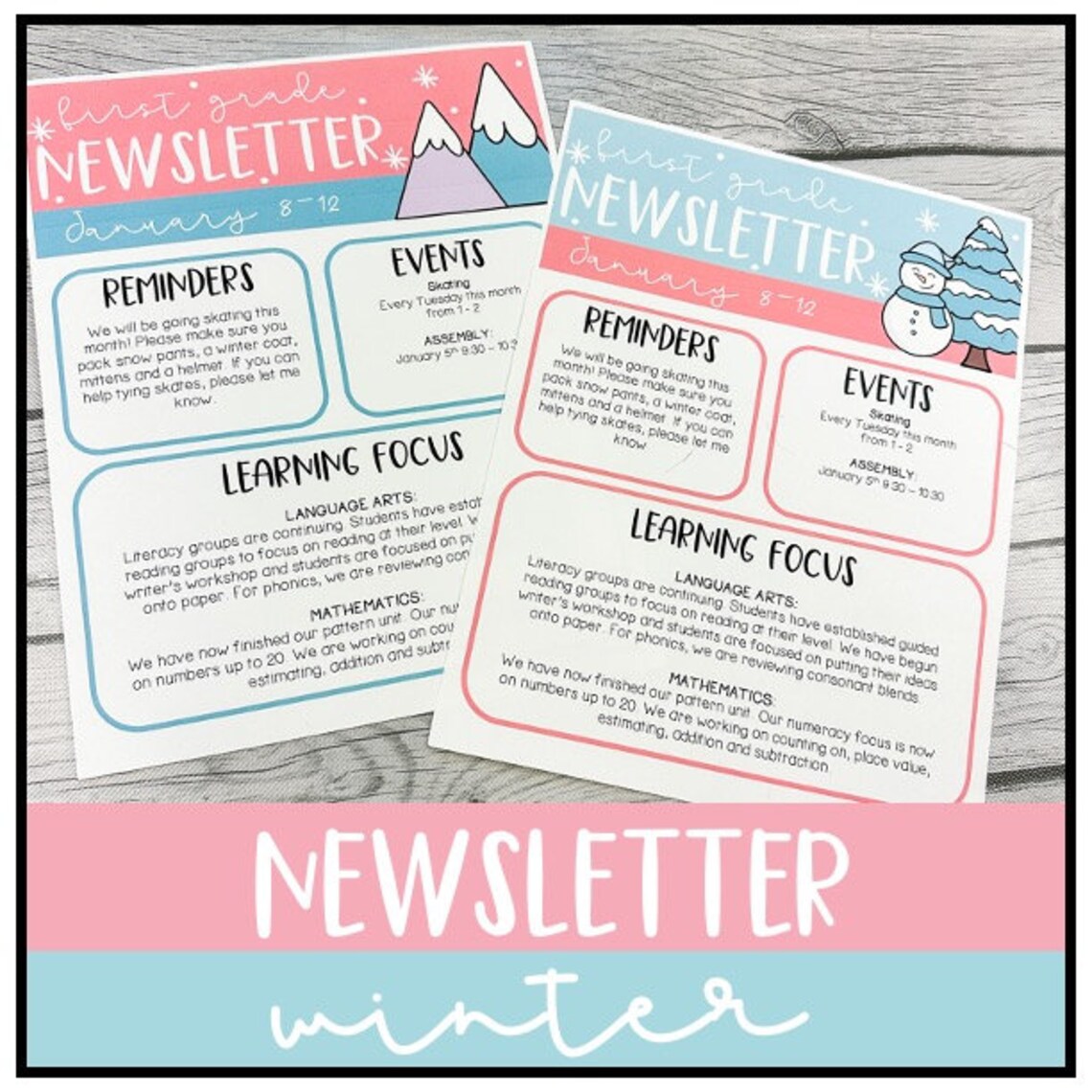 Winter Classroom Newsletter Template, Snowman - Etsy
