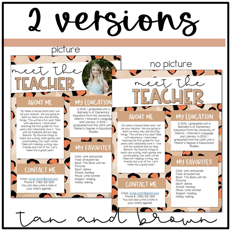 MODERN LEOPARD Meet the Teacher Teacher Letter Cheetah - Etsy