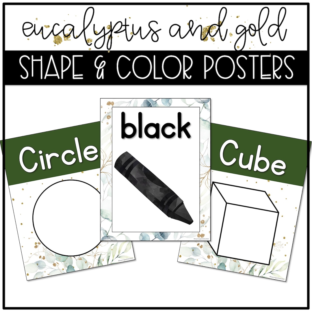 Eucalyptus Classroom Decor | Shape and Color Posters | Editable - Etsy