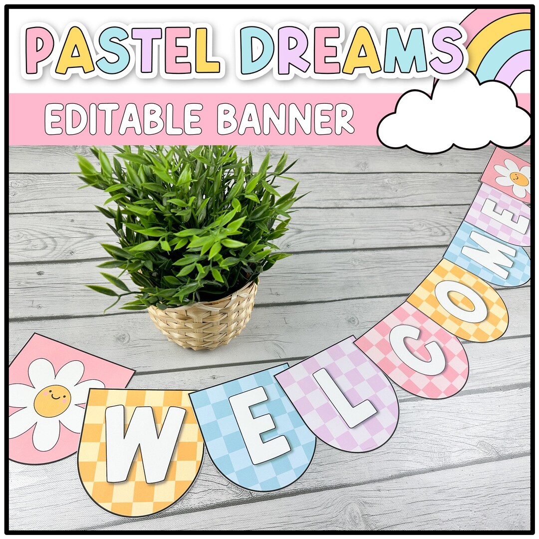Pastel Banner | Bunting | Bulletin Board | Cloud Classroom Decor - Etsy