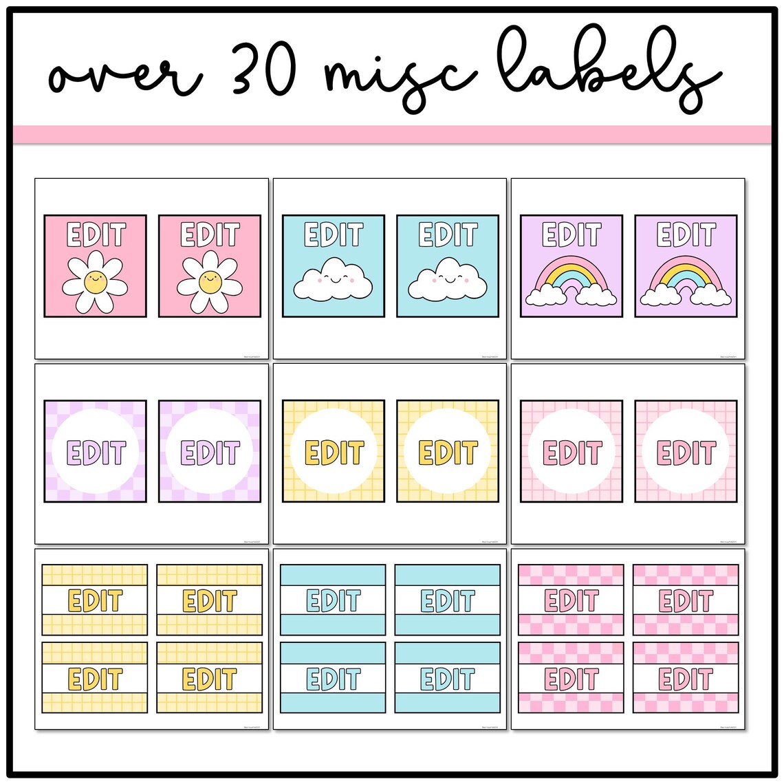 Pastel Dreams Name Tags and Labels | Editable - Etsy