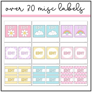 Pastel Dreams Name Tags and Labels | Editable - Etsy Canada