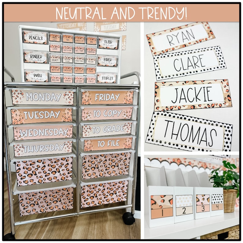 MODERN LEOPARD Classroom Decor Bundle | Editable | Cheetah | Boho Chic ...