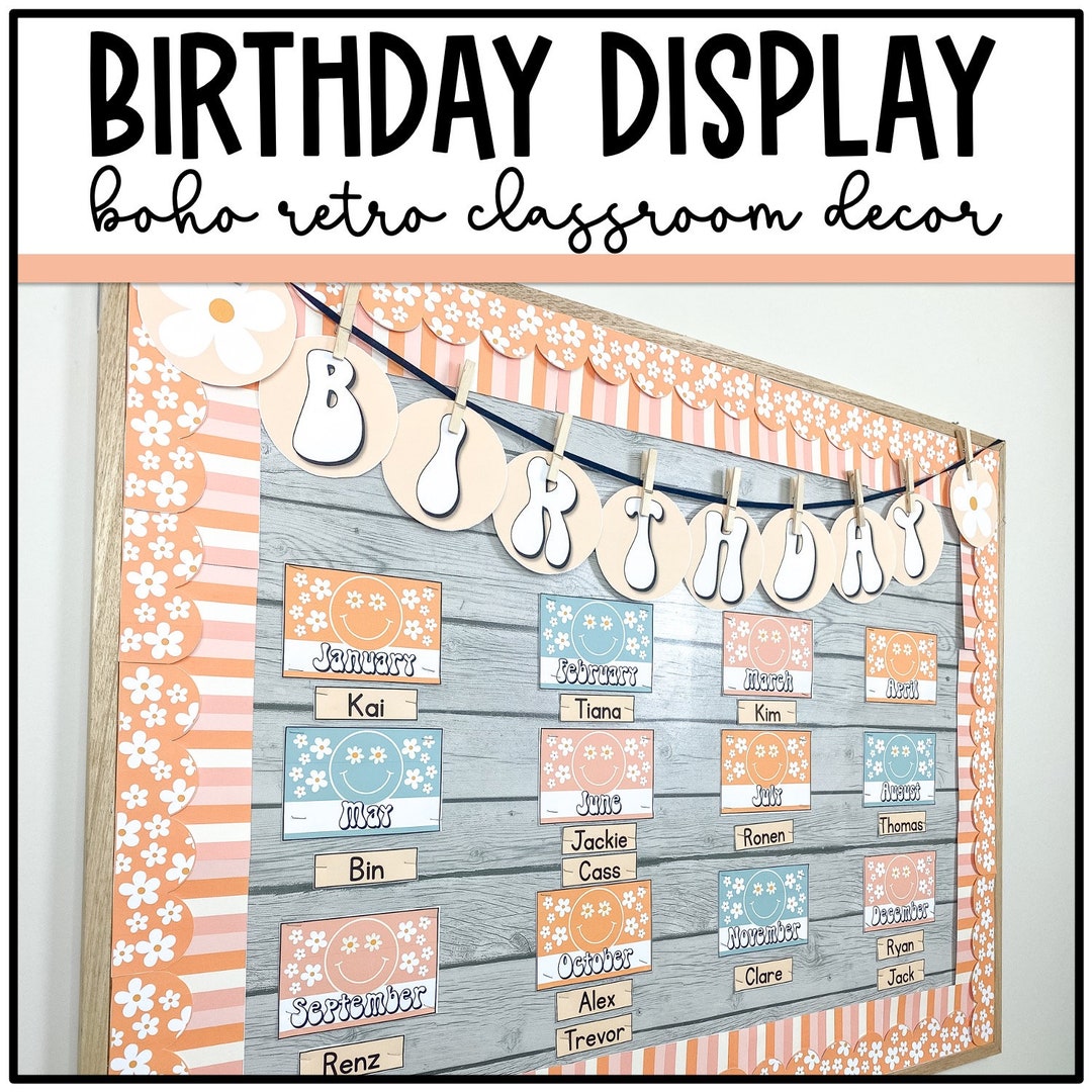 Boho Retro Birthday Display | Daisy Classroom Decor - Etsy