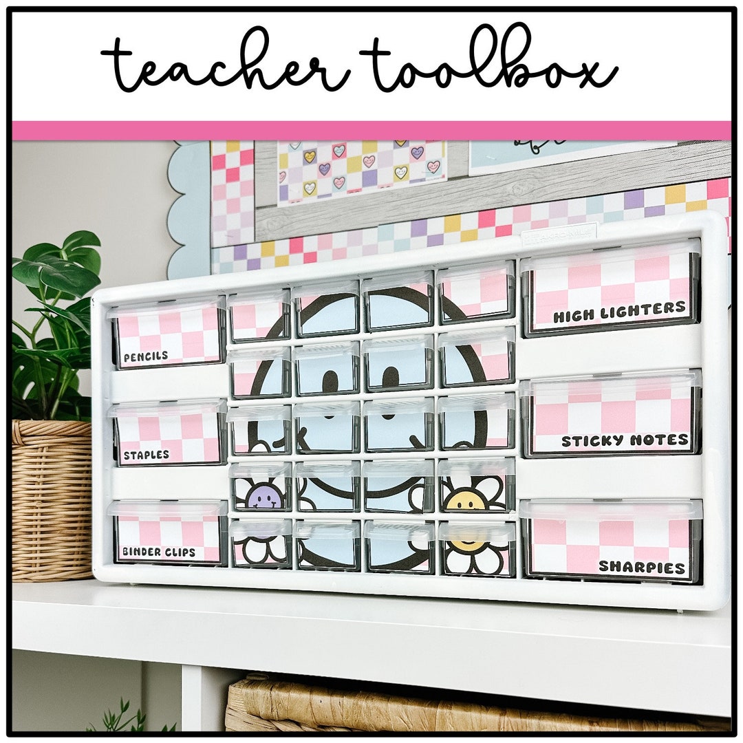 Teacher Toolbox Labels, Happy Brights Classroom Decor, Editable, Bright ...