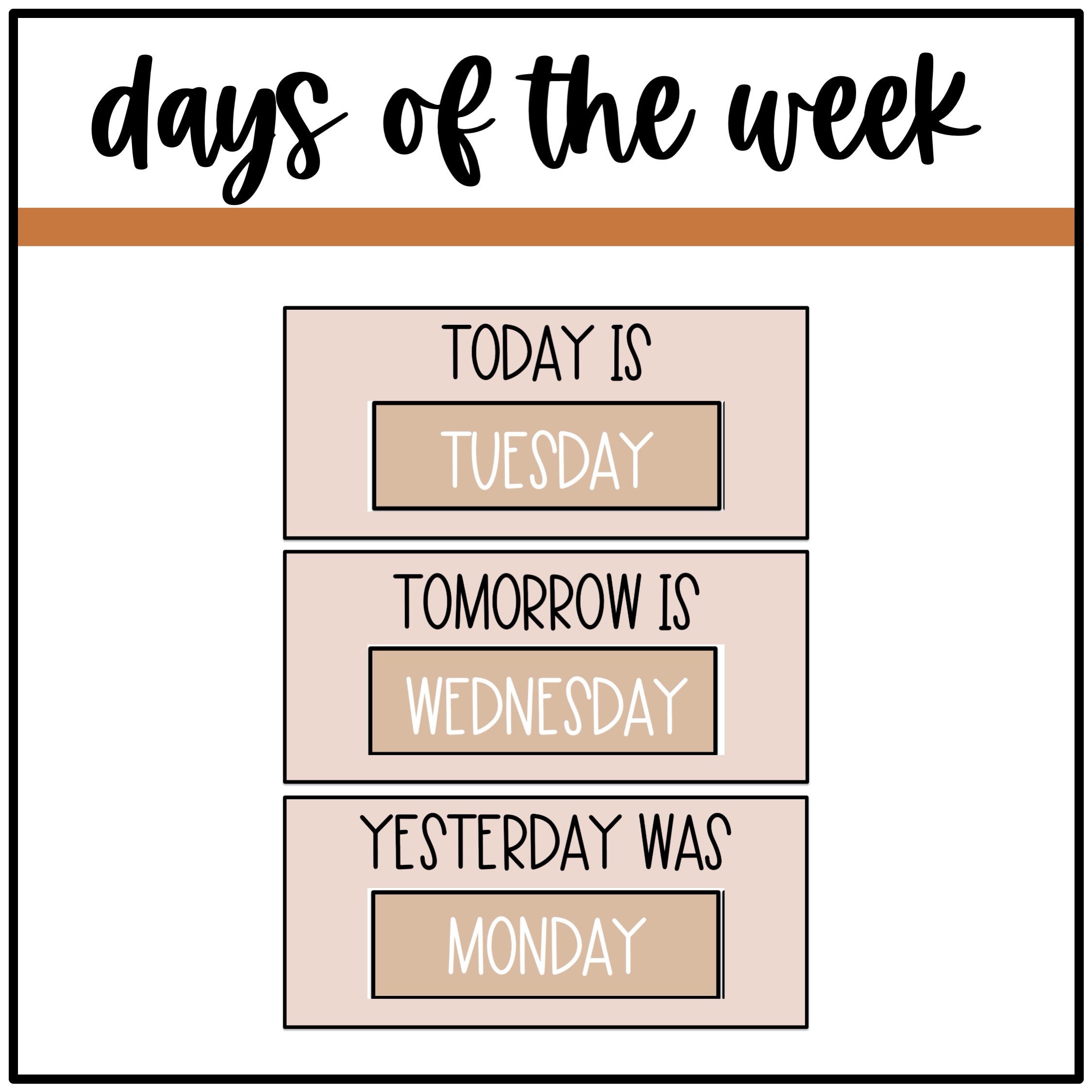 MODERN BOHO Calendar Pocket Chart Desert Neutral Classroom - Etsy