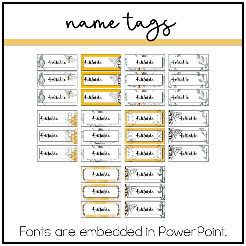 Bee Classroom Decor | Name Tags | Classroom Labels | Editable - Etsy