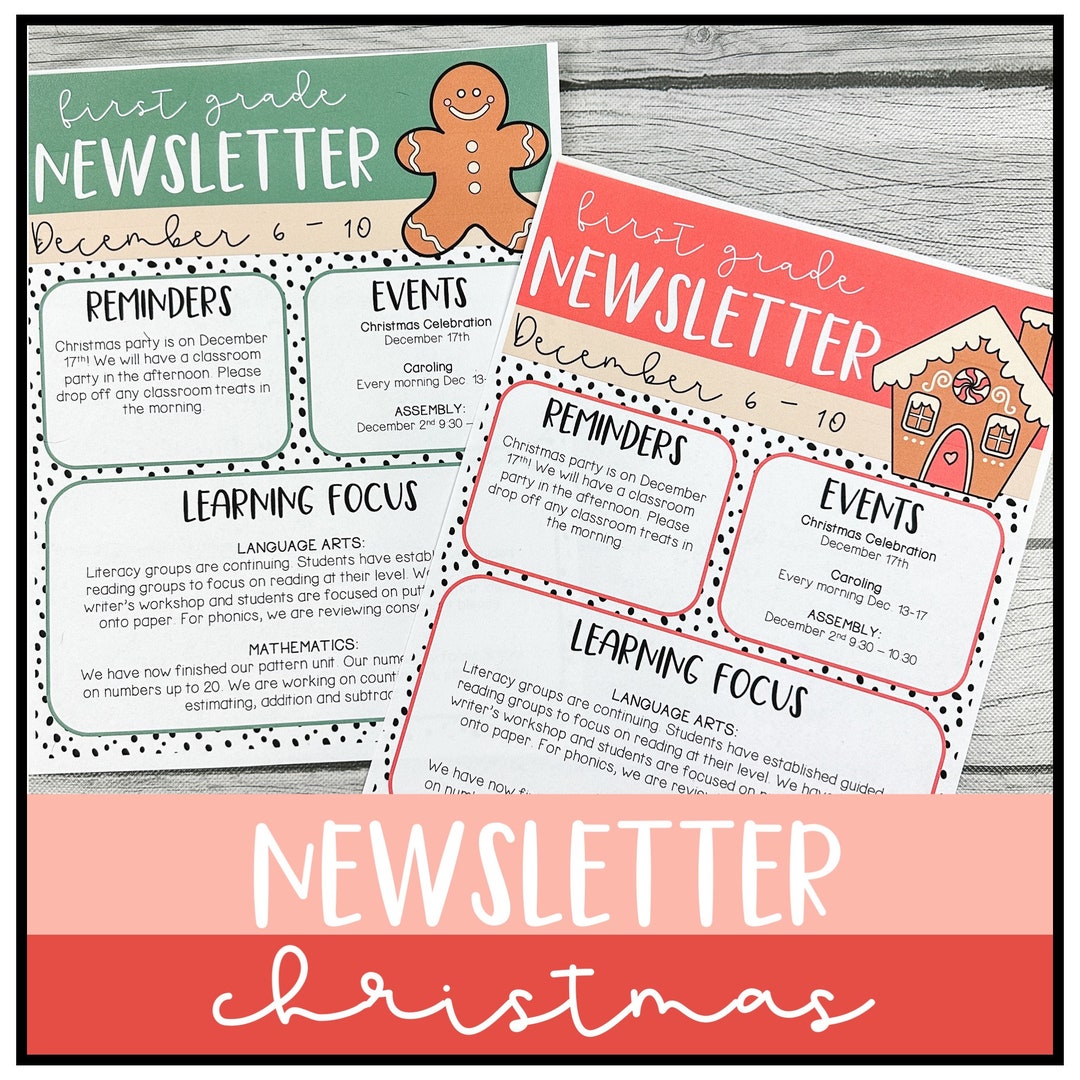 Christmas Classroom Newsletter Template, Gingerbread - Etsy