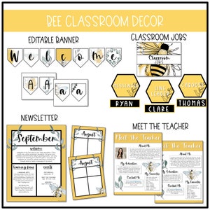 Bee Classroom Decor Bundle | Editable - Etsy