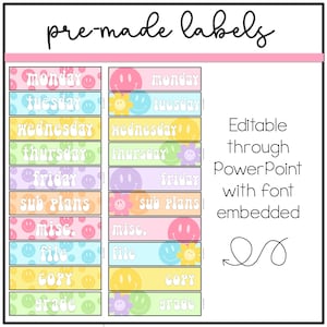 Retro Pastel 10 Drawer Rolling Cart Labels | Teacher Cart - Etsy