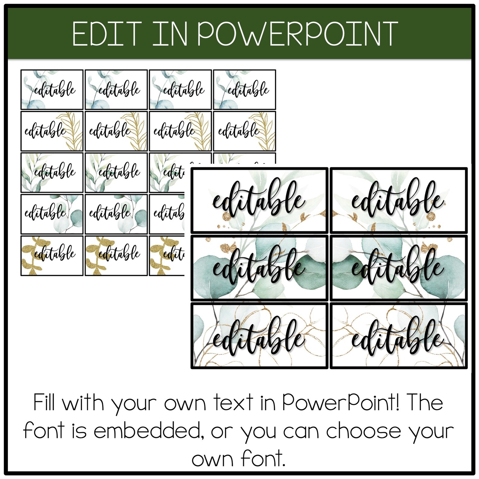 Eucalyptus and Gold Teacher Toolbox Labels Botanical - Etsy