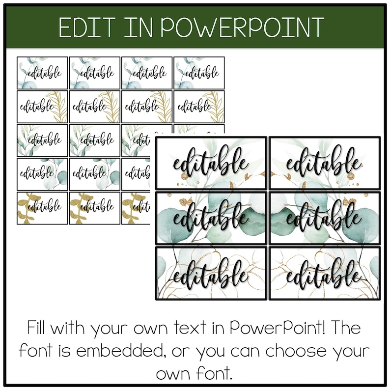 Eucalyptus and Gold Teacher Toolbox Labels Botanical - Etsy