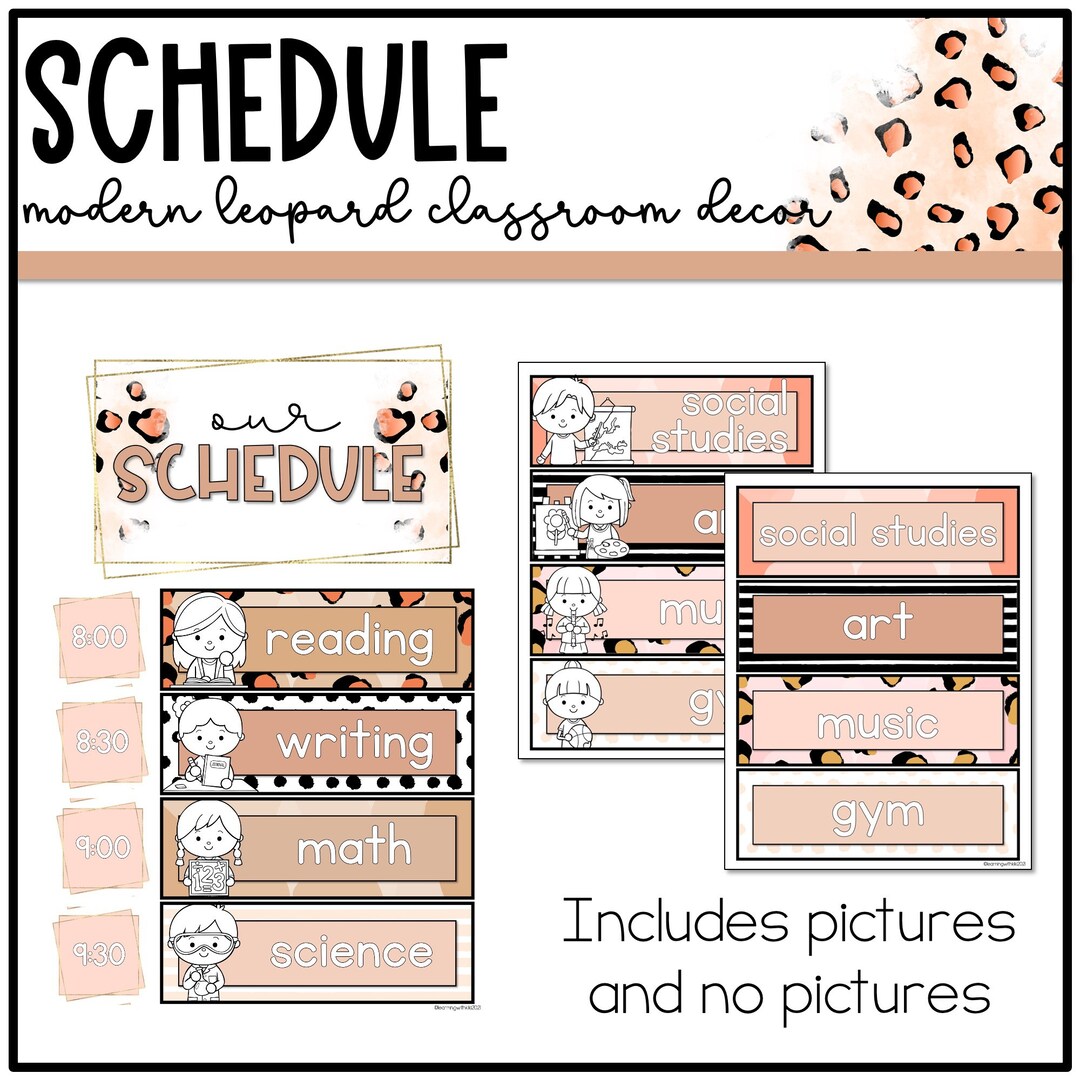 Modern Leopard Classroom Decor, Classroom Schedule, Editable - Etsy