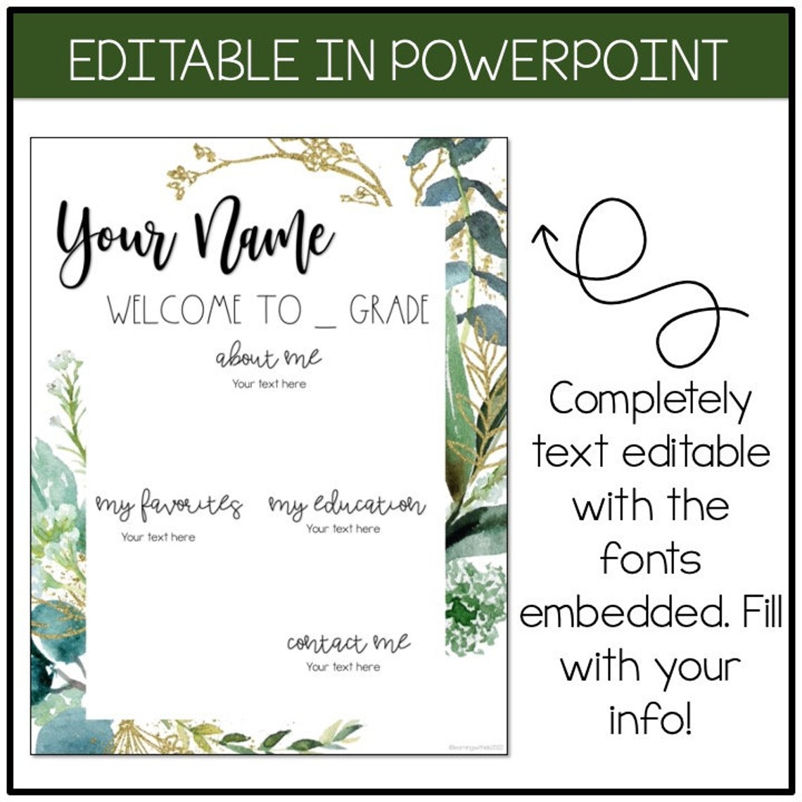 Eucalyptus and Gold Meet the Teacher Teacher Letter - Etsy