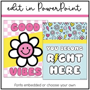 Happy Brights Classroom Posters, Inspirational, Retro Growth Mindset ...
