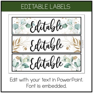 Eucalyptus and Gold 10 and 12 Drawer Rolling Cart Labels | Teacher Cart ...