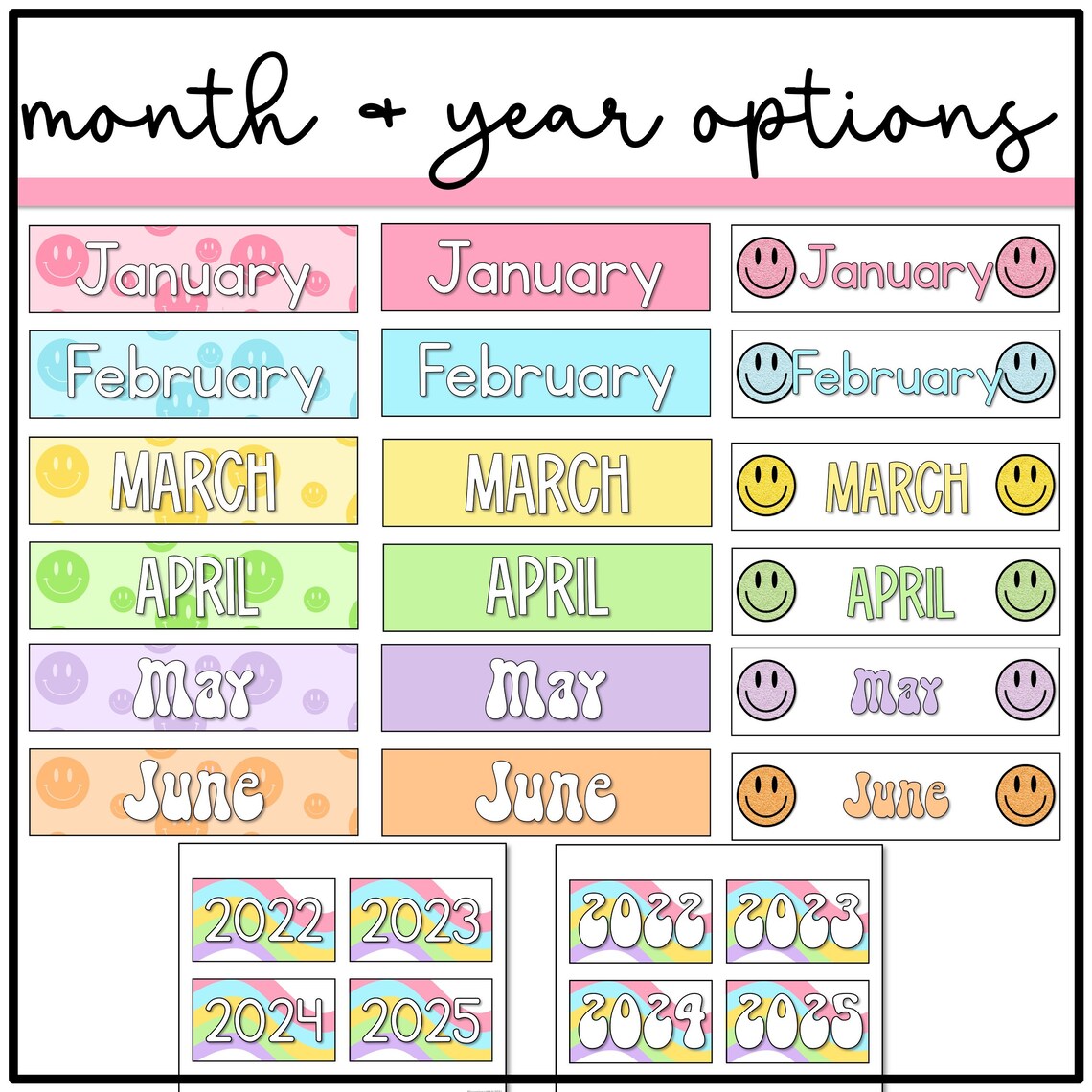 Retro Pastel Calendar Pocket Chart Happy Classroom Decor - Etsy