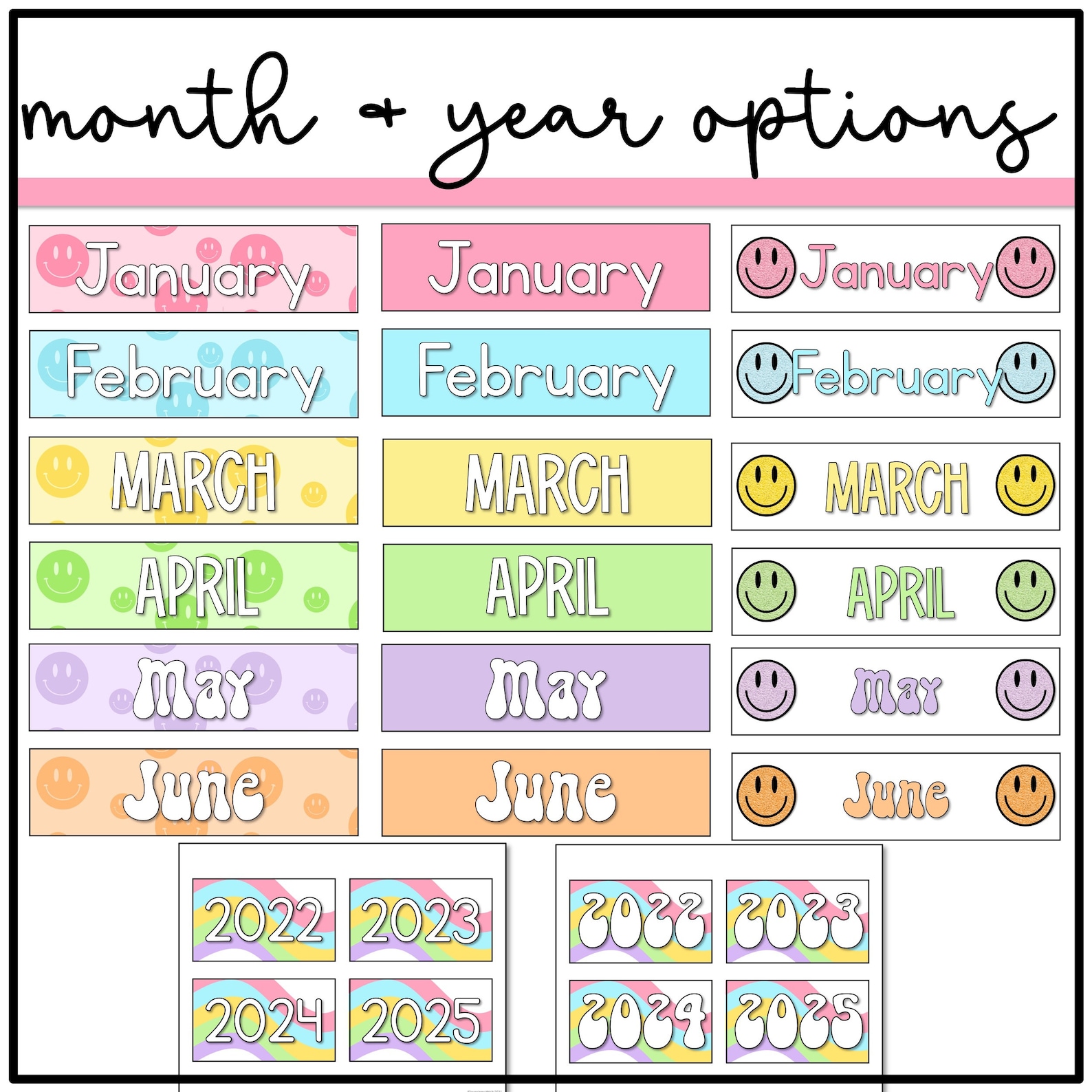 Retro Pastel Calendar Pocket Chart Happy Classroom Decor - Etsy