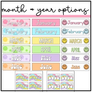 Retro Pastel Calendar | Pocket Chart | Happy Classroom Decor - Etsy